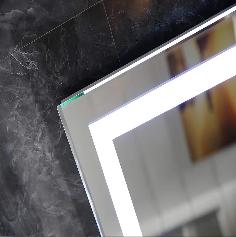 Espejo LED Rectangular 60X80 Cm Con Luz LED De 3 Tonos Botón Táctil Fu