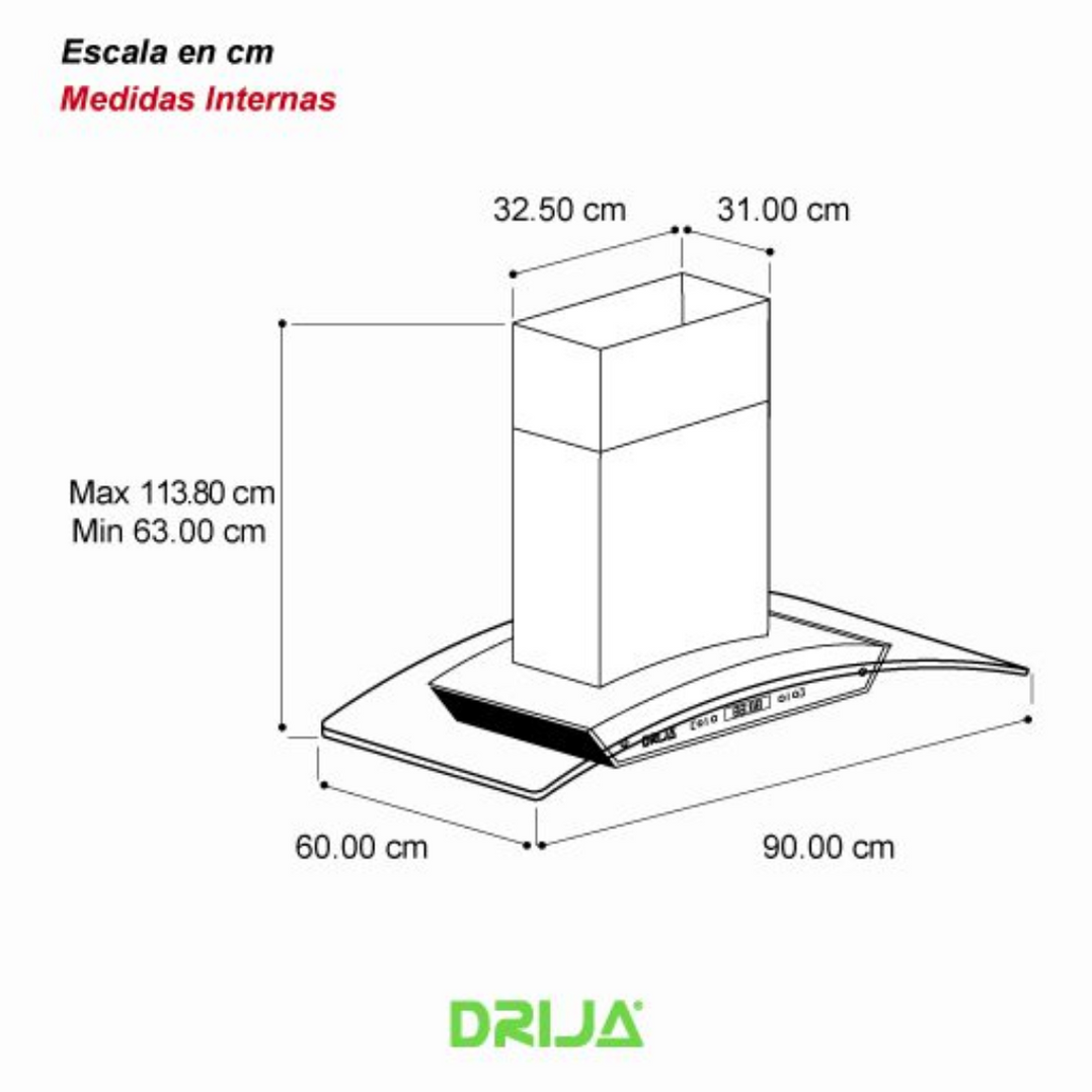 Extractor de Grasa Prisma Isla Touch 90 Drija — Selecto