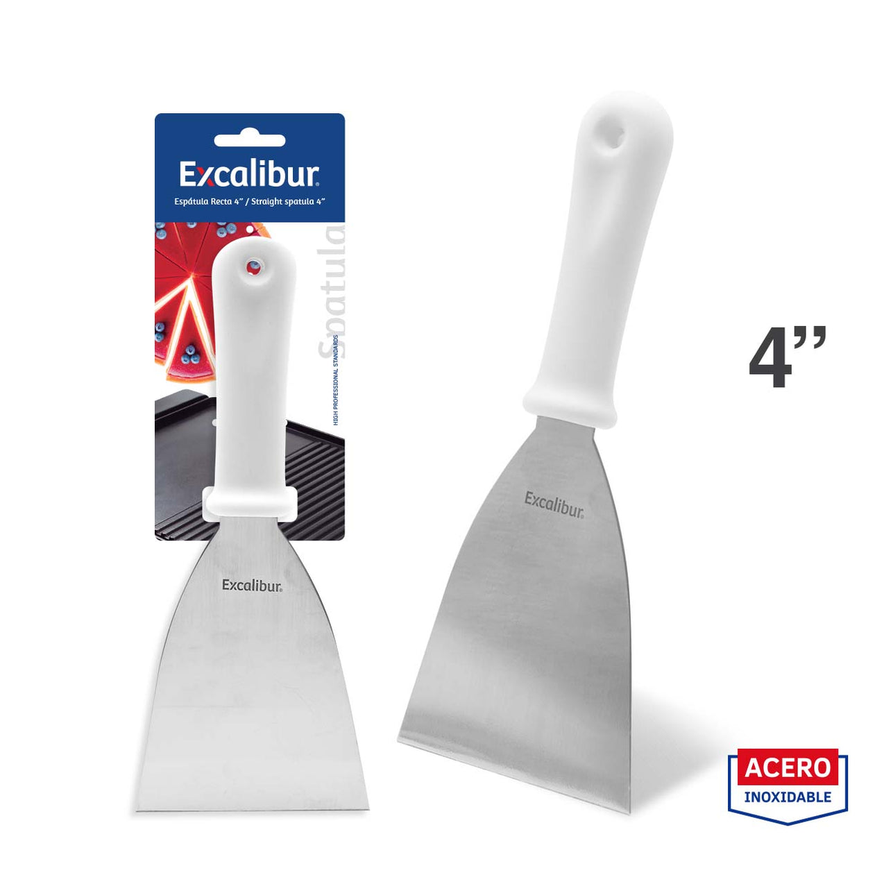 Espátula Recta de 4" de Acero Inoxidable Excalibur A151-F7435 — Selecto