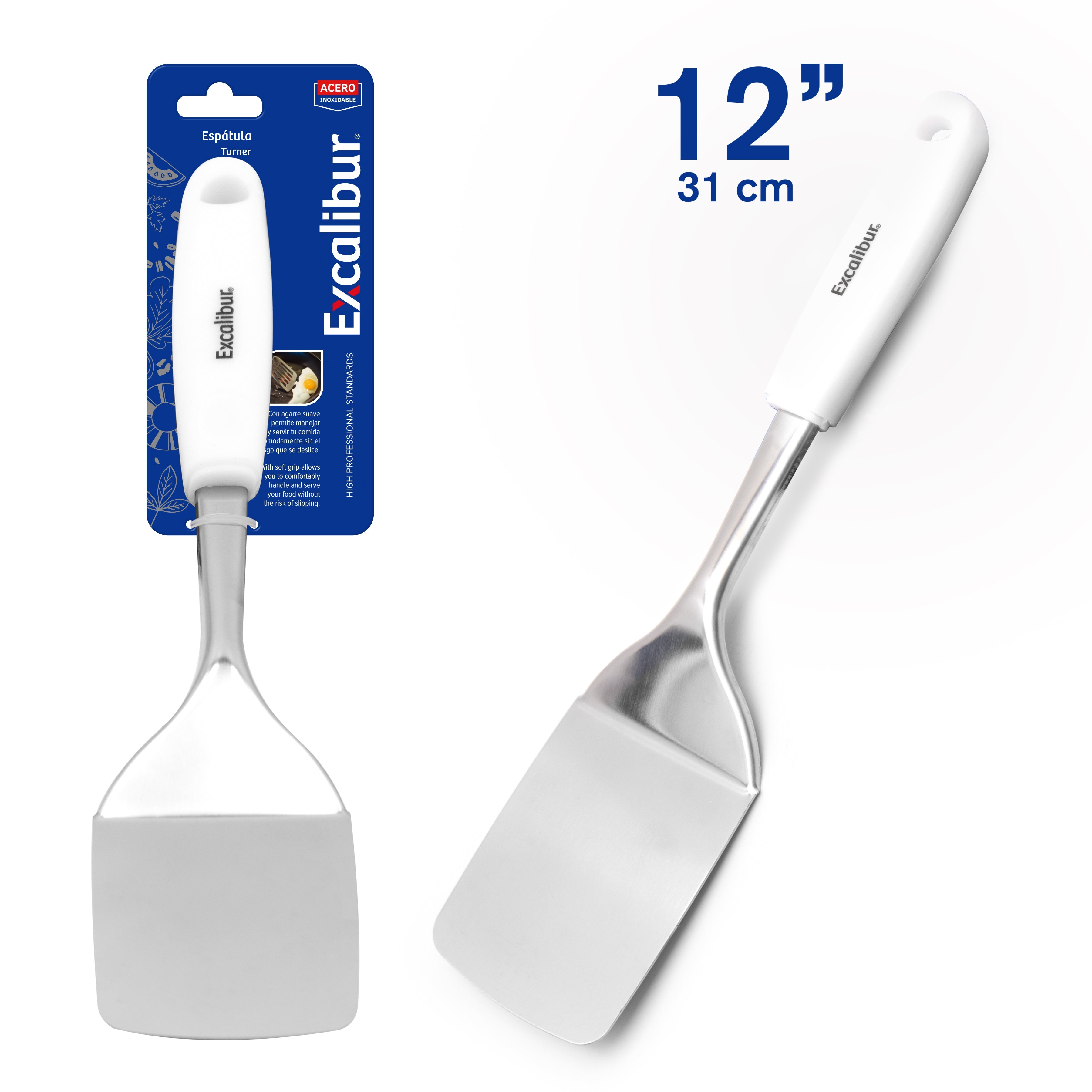 Espátula para Cocina Plana de Acero Inoxidable 12" Excalibur A151-KT19