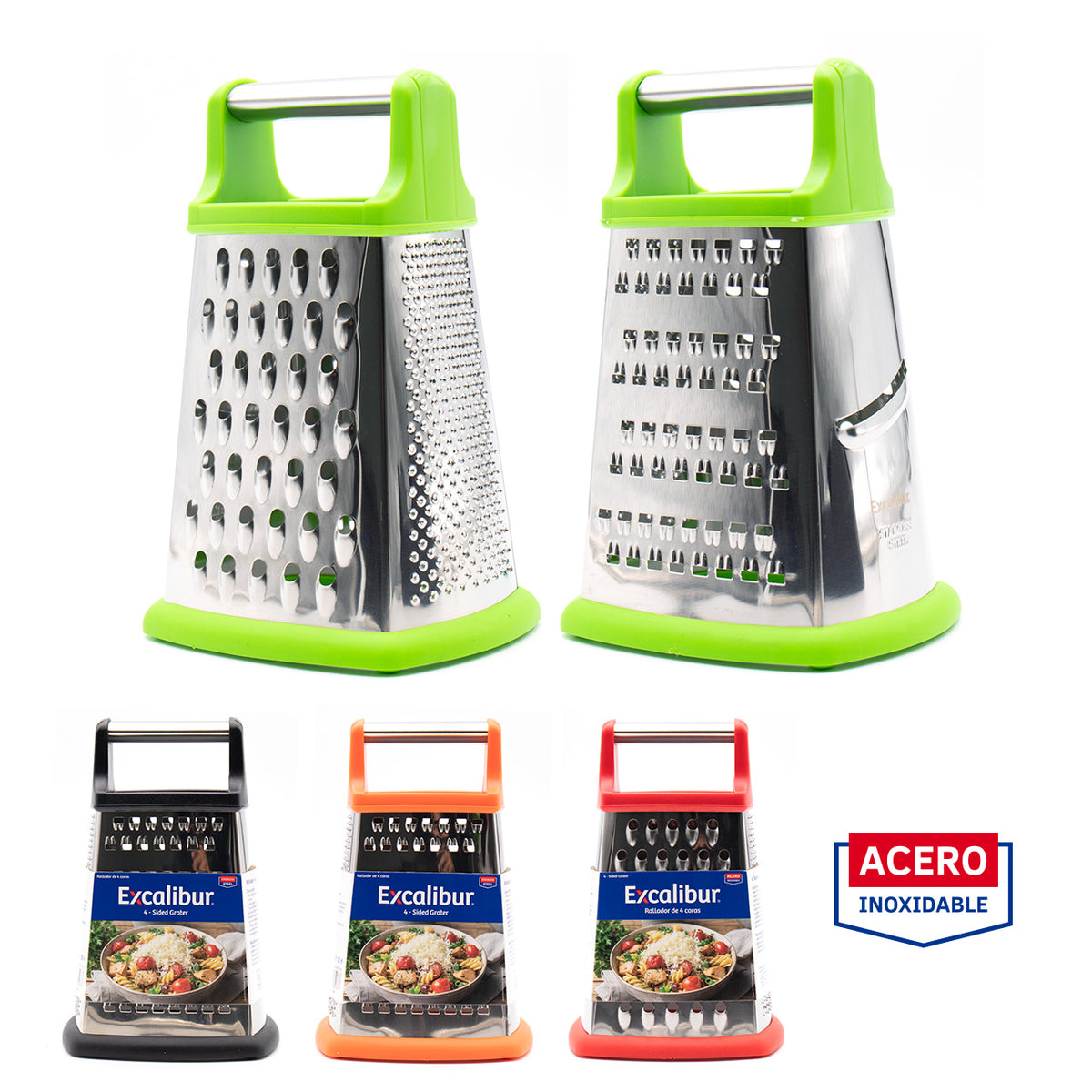 Rallador de Acero Inoxidable con 4 Cortes Diferentes Excalibur A151-KT ...