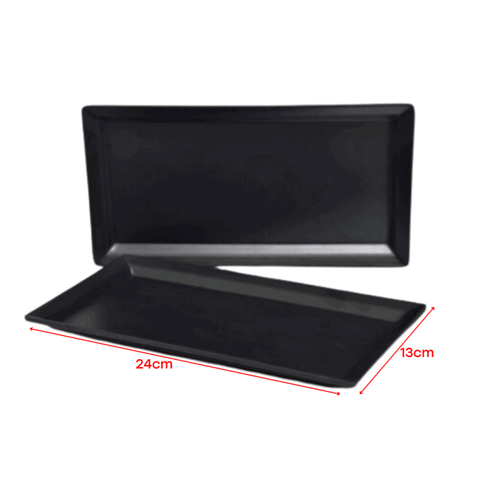Plato de Melamina Rectangular Negro 24x13cm BG-162-9-5BLK — Selecto